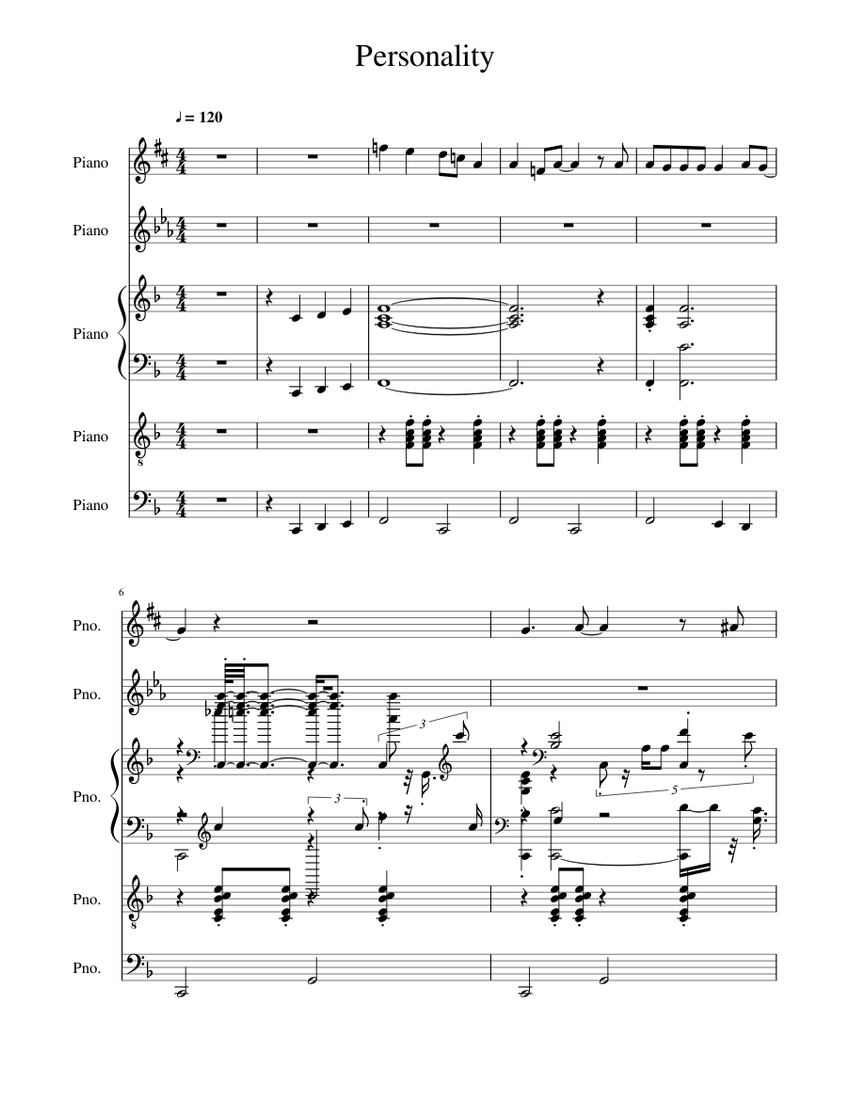 Personality Sheet music for Piano (Mixed Quintet) | Musescore.com