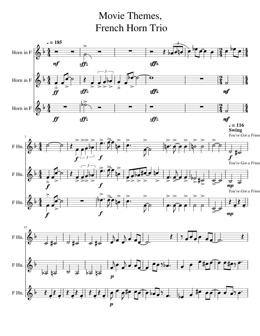 Movie Theme Trios Sheet music for French horn (Mixed Trio) | Musescore.com