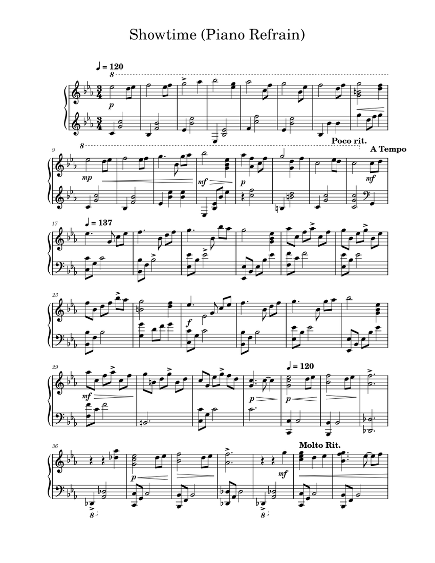 Showtime (Piano Refrain) Sheet music for Piano (Solo) | Musescore.com