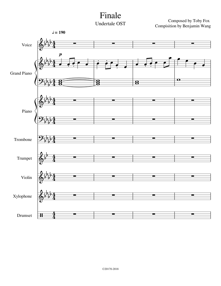 Finale Sheet music for Piano, Trombone, Vocals, Violin & more ...