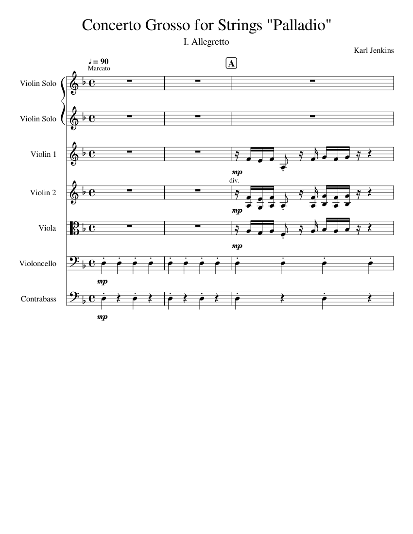 Concerto Grosso for Strings "Palladio" Sheet Music for Contrabass ...
