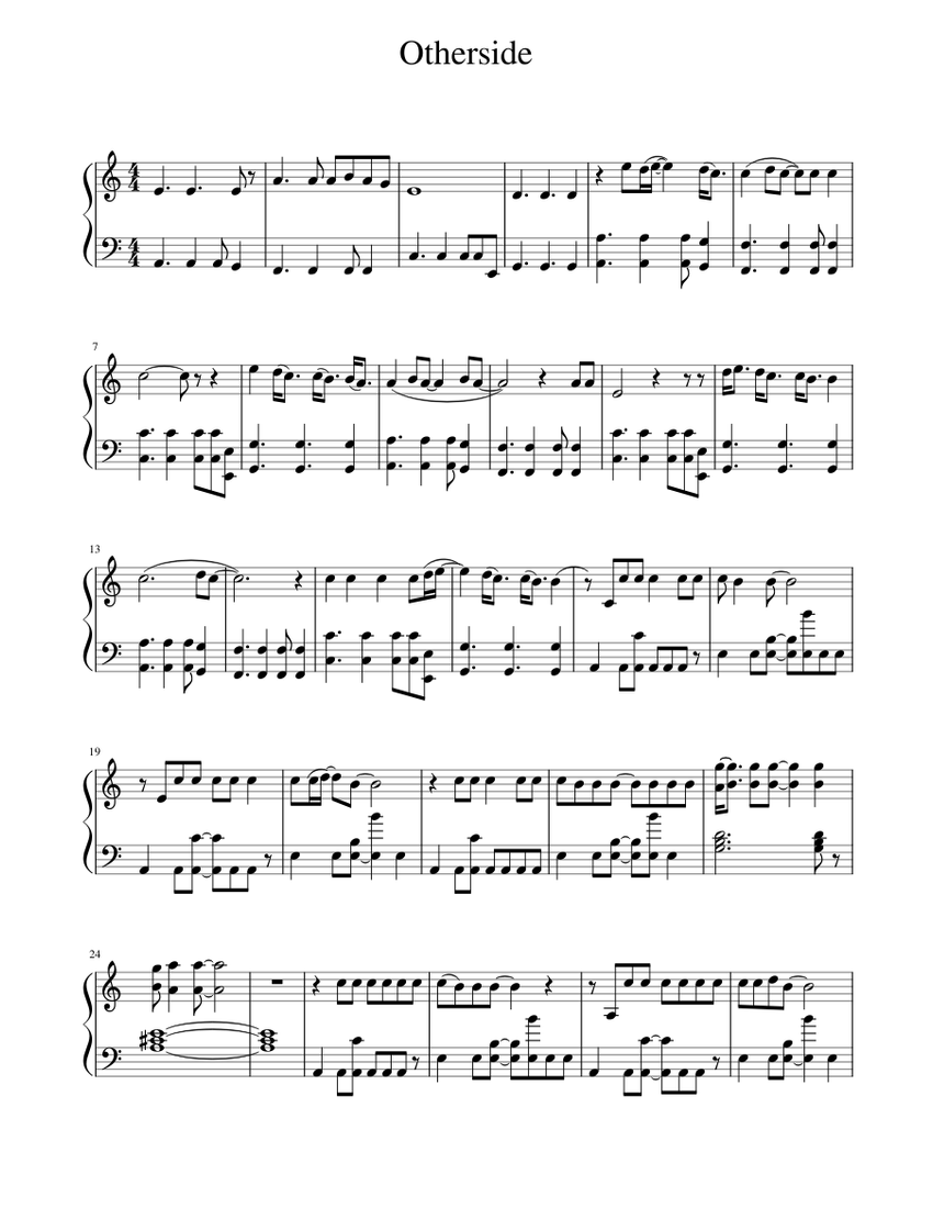 Otherside Sheet music for Piano (Solo) | Musescore.com