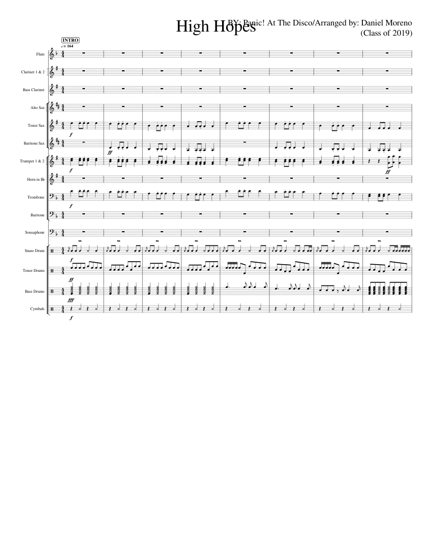 High Hopes - Panic! At The Disco Sheet music for Trombone, Tuba, Flute ...
