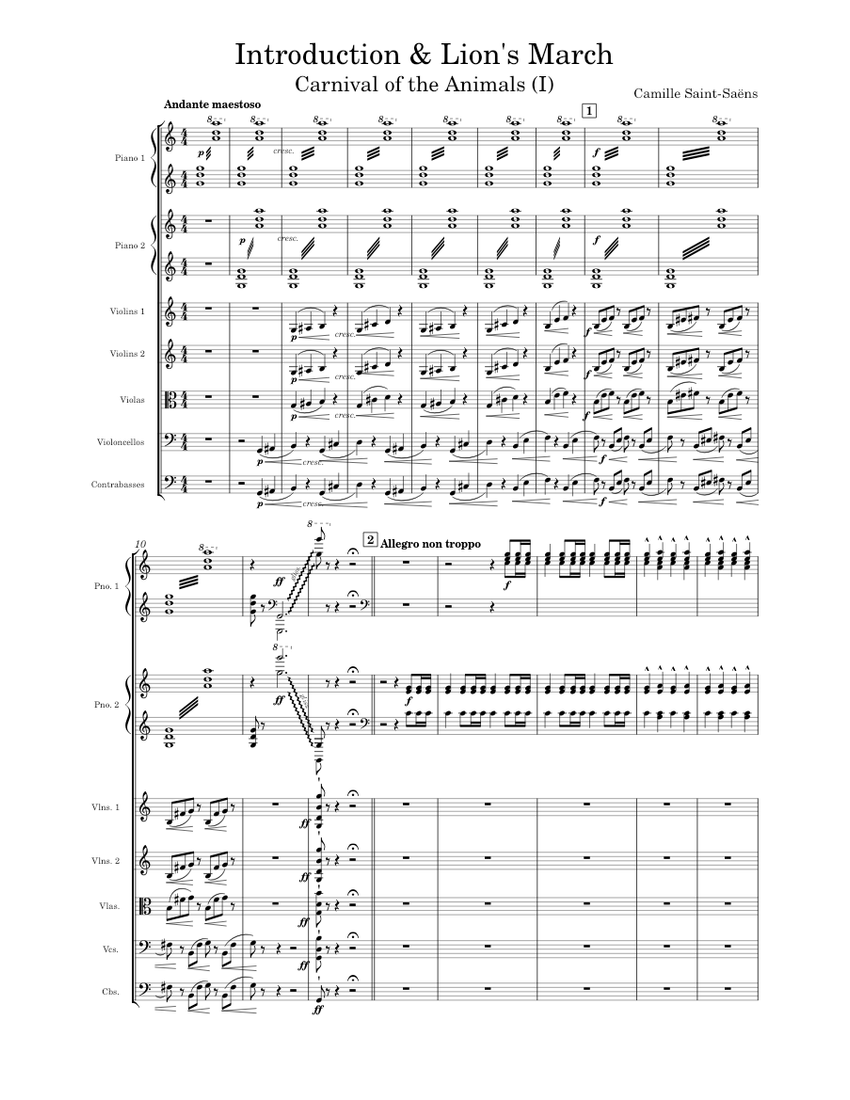 Introduction & Lion's March, Carnival of the Animals (1st Movement), by ...
