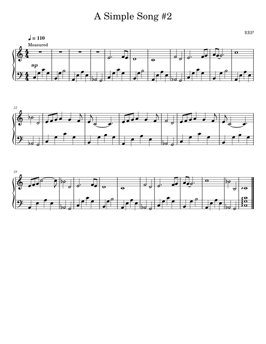 A Simple Song #2 Sheet music for Piano (Solo) | Musescore.com