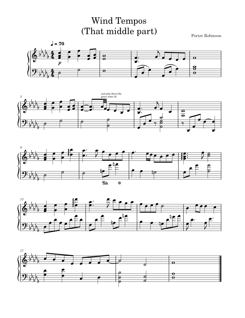 Wind Tempos – Porter Robinson Sheet music for Piano (Solo) | Musescore.com