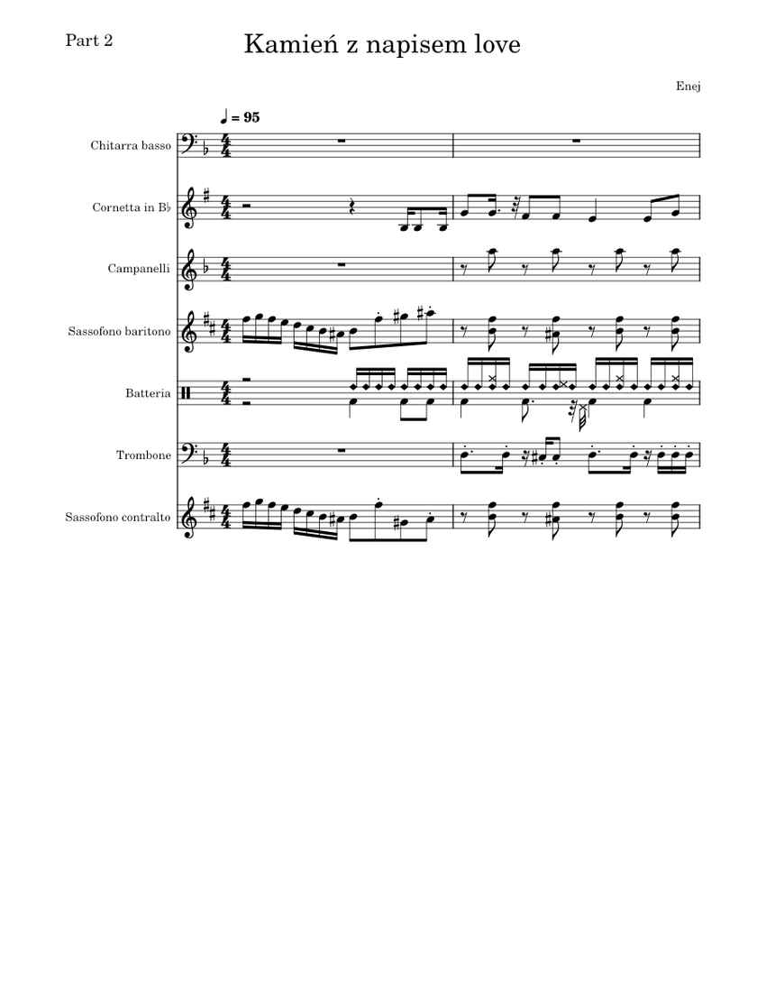 ENEJ-kamien z napisem love 1 Sheet Music for Trombone, Cornet, Saxophone alto, Saxophone ...