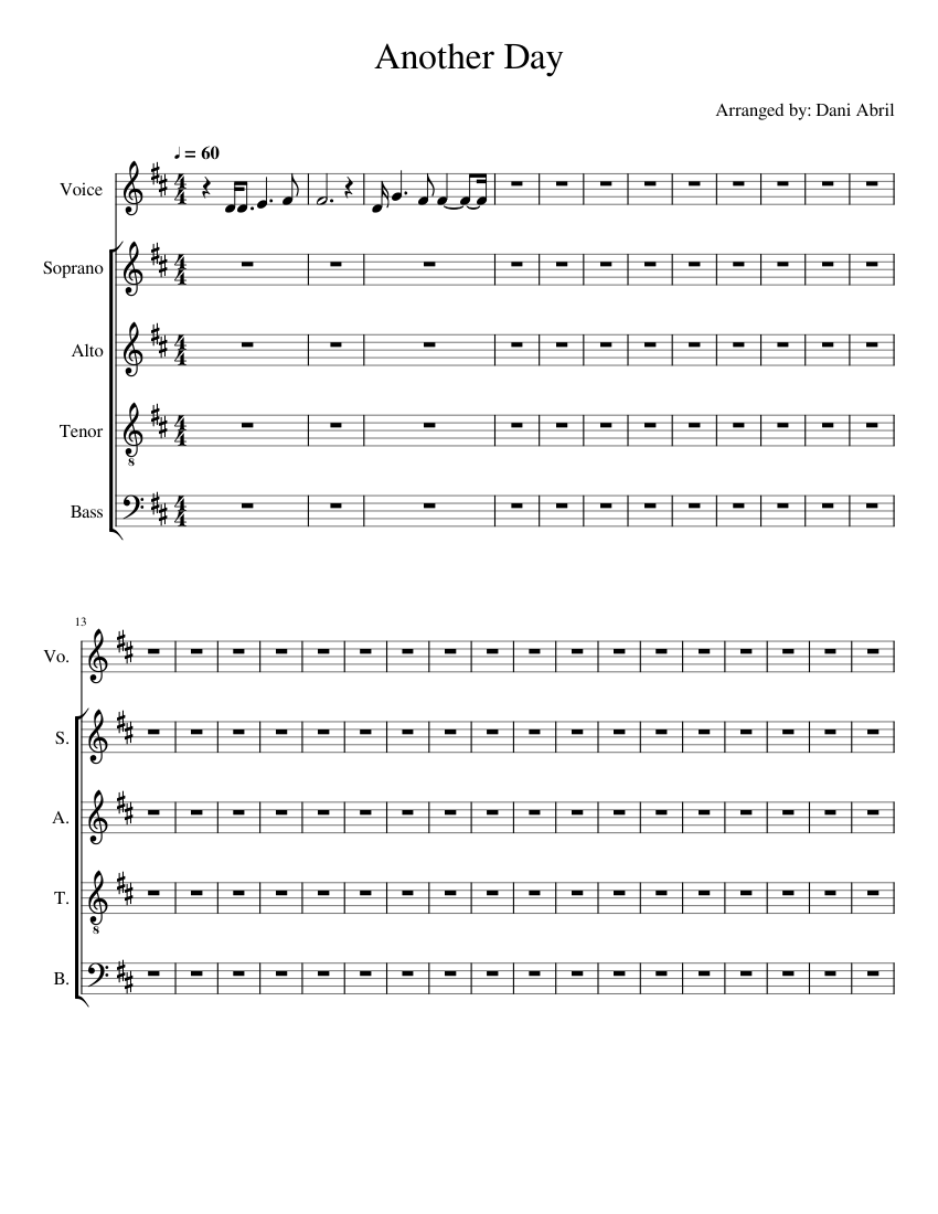 Another Day Sheet music for Soprano, Alto, Tenor, Bass voice & more ...