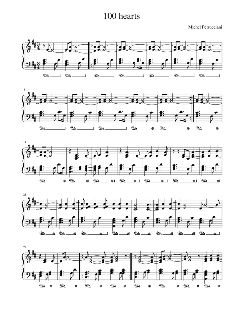 100 hearts Sheet Music for Piano (Solo) | MuseScore.com