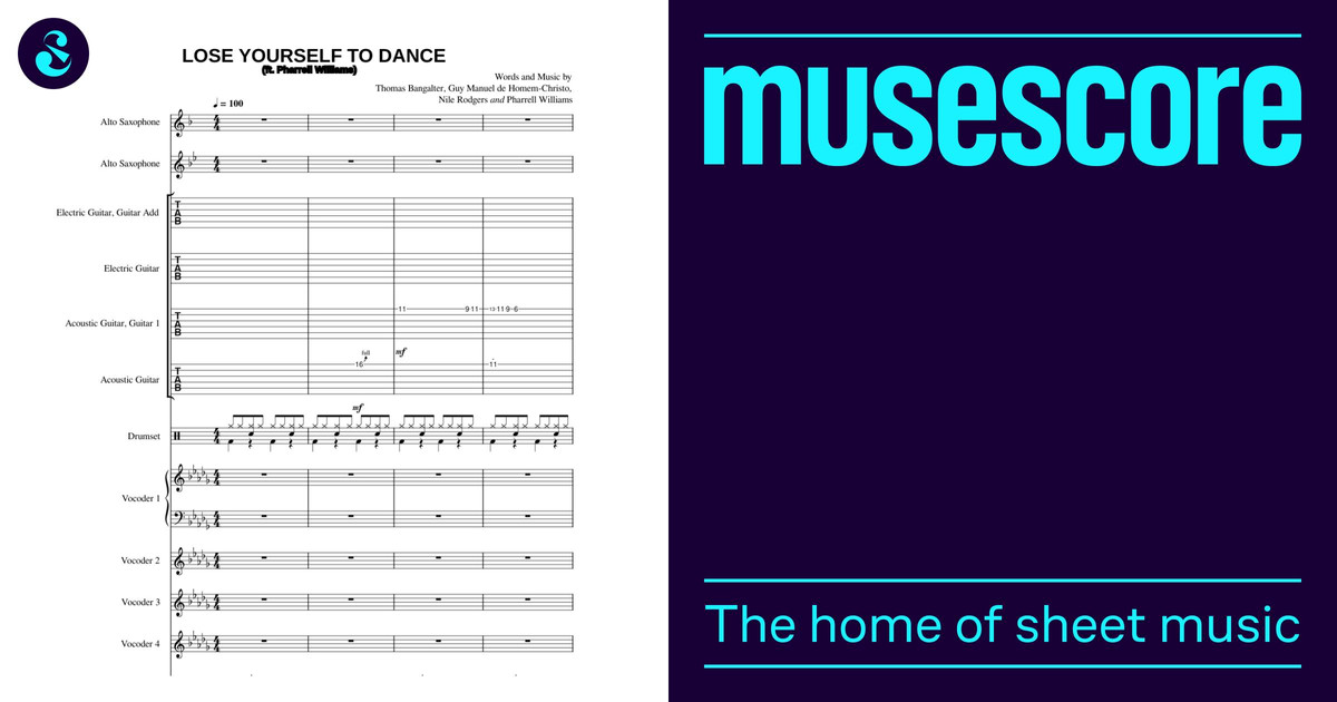 Lose Yourself to Dance (ft. Pharrell Williams) - Daft Punk Sheet Music ...