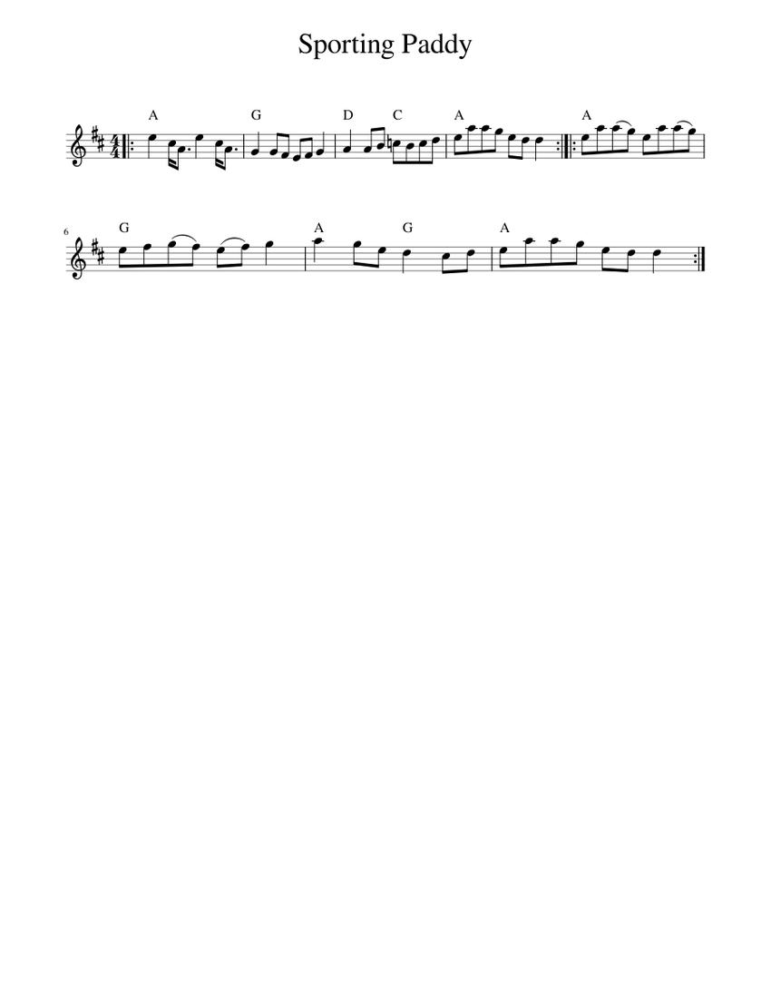 Sporting Paddy Sheet Music with Chords for Piano (Solo) Easy ...
