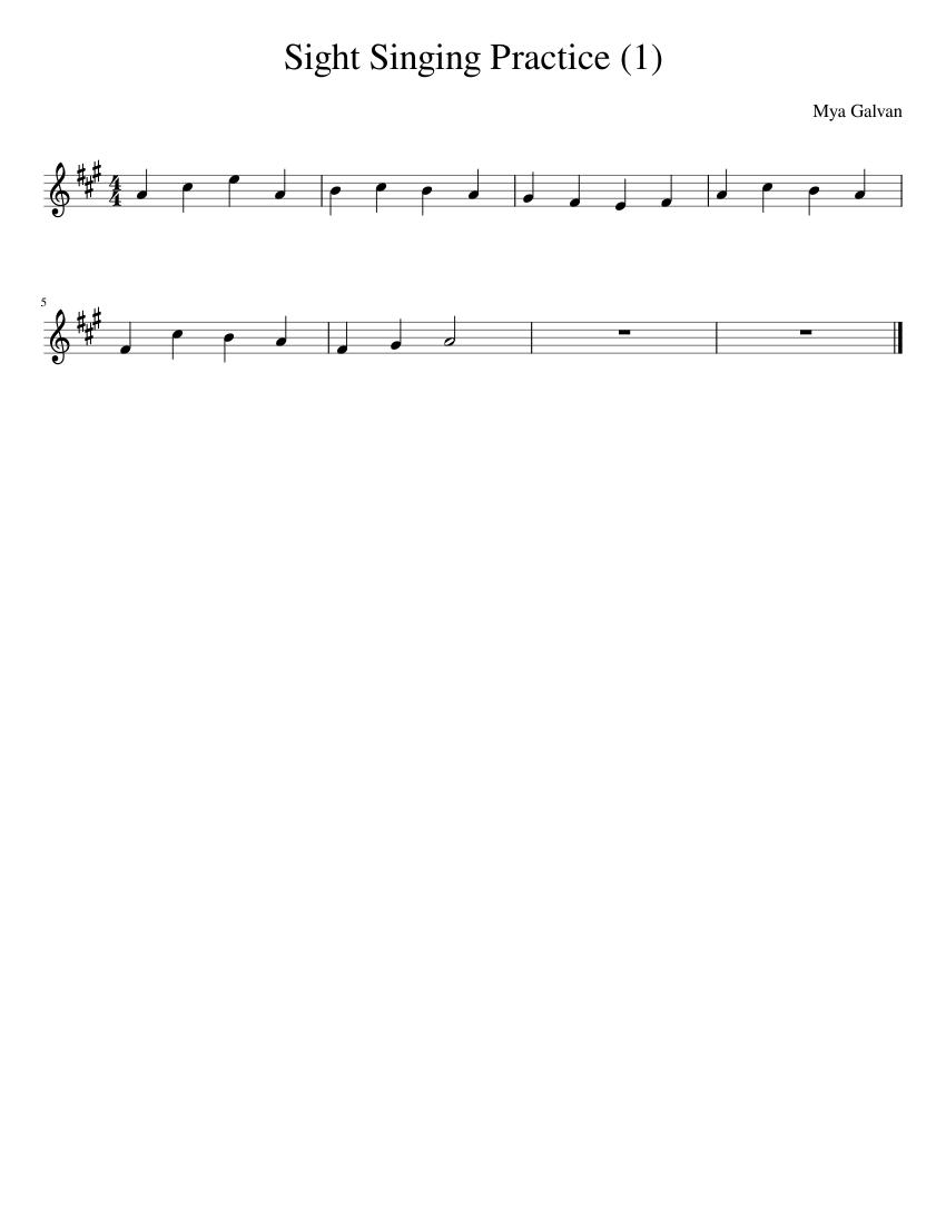 sight singing practice (1) Mya G. Sheet music for Piano (Solo ...