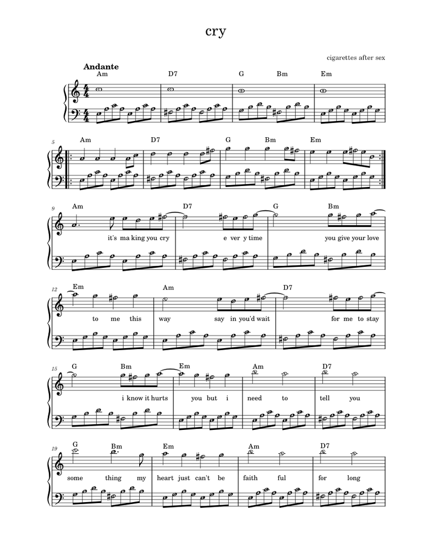 Cry – Cigarettes After Sex Sheet music for Piano (Solo) | Musescore.com