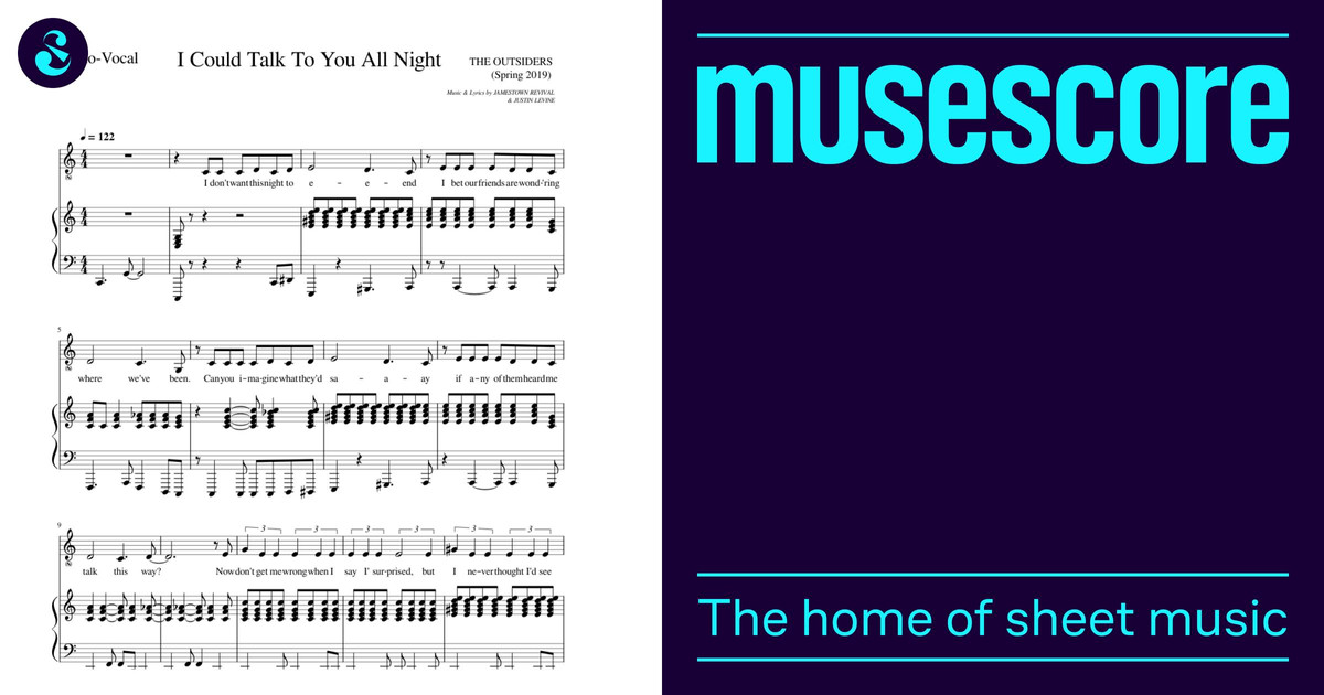 I Could Talk To You All Night – The Outsiders Sheet Music for Piano ...