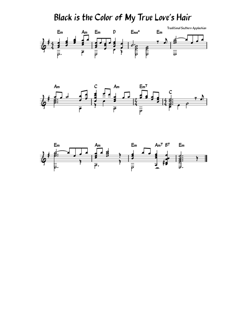 Black is the Color (of My True Love's Hair) – Misc Traditional/Arr ...