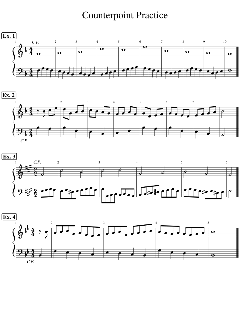 Counterpoint Practice Sheet Music for Piano (Solo) Easy | MuseScore.com