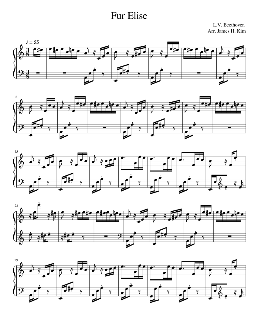 Fur Elise Sheet Music for Piano (Solo) | MuseScore.com