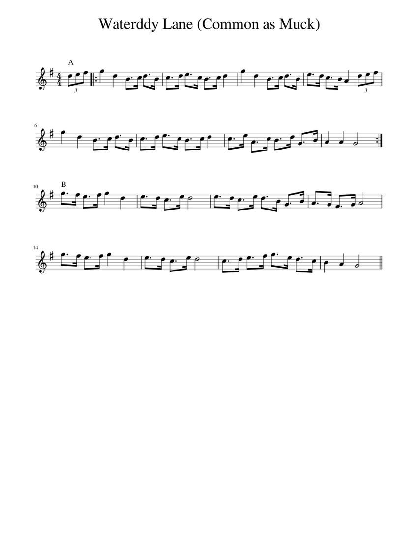 Waterddy Lane (Common as Muck) Sheet music for Piano (Solo) | Musescore.com