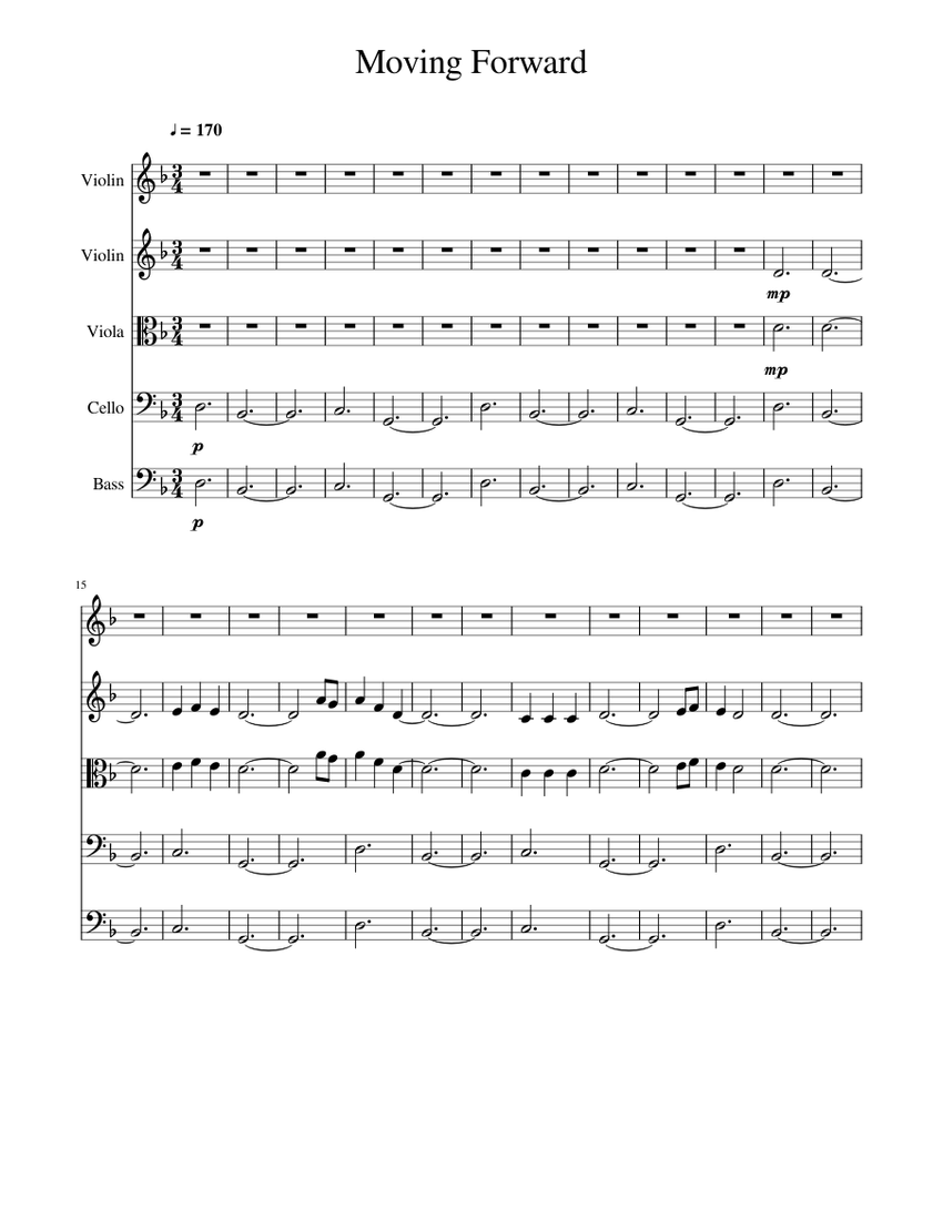 Moving Forward Sheet music for Contrabass, Violin, Viola, Cello (String ...
