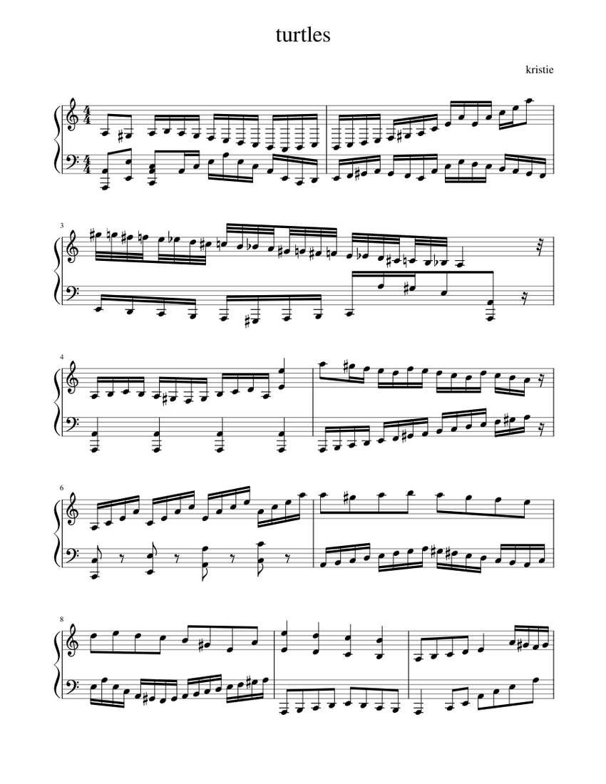 turtles Sheet music for Piano (Solo) | Musescore.com