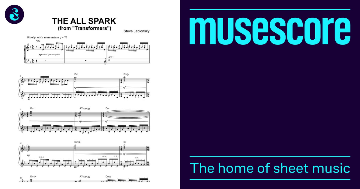 The All Spark (from Transformers) - Steve Jablonsky (Piano Solo) Sheet ...