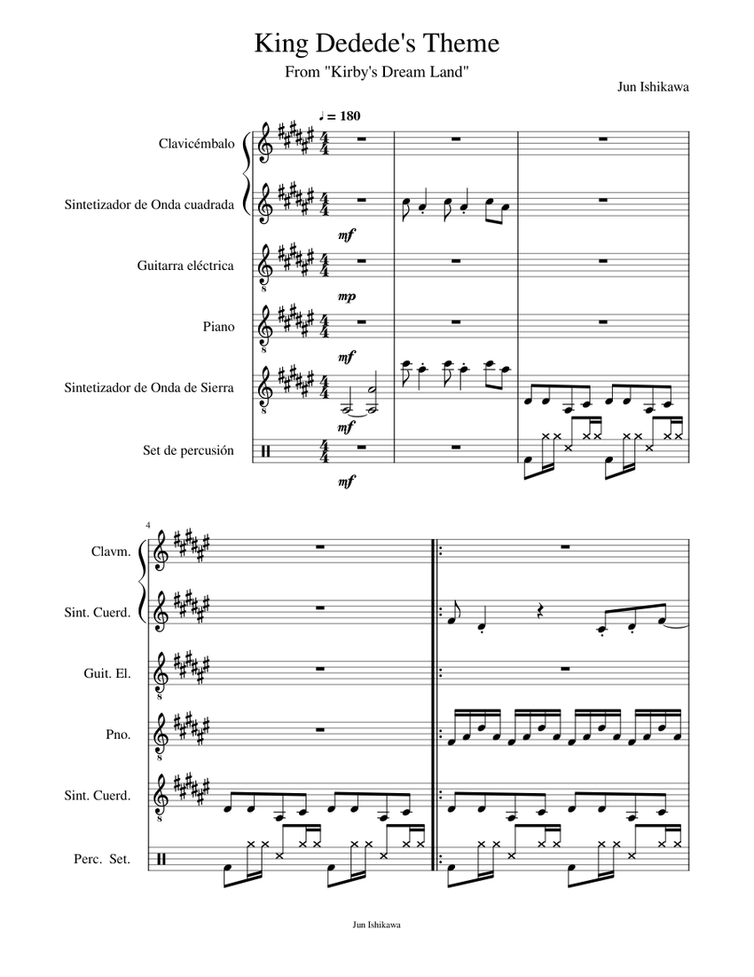 Mt. Dedede (from "Kirby's Dream Land") Sheet Music for Piano ...