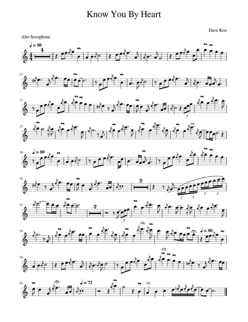 Know You By Heart – Dave Koz Sheet Music for Saxophone alto (Solo) | MuseScore.com