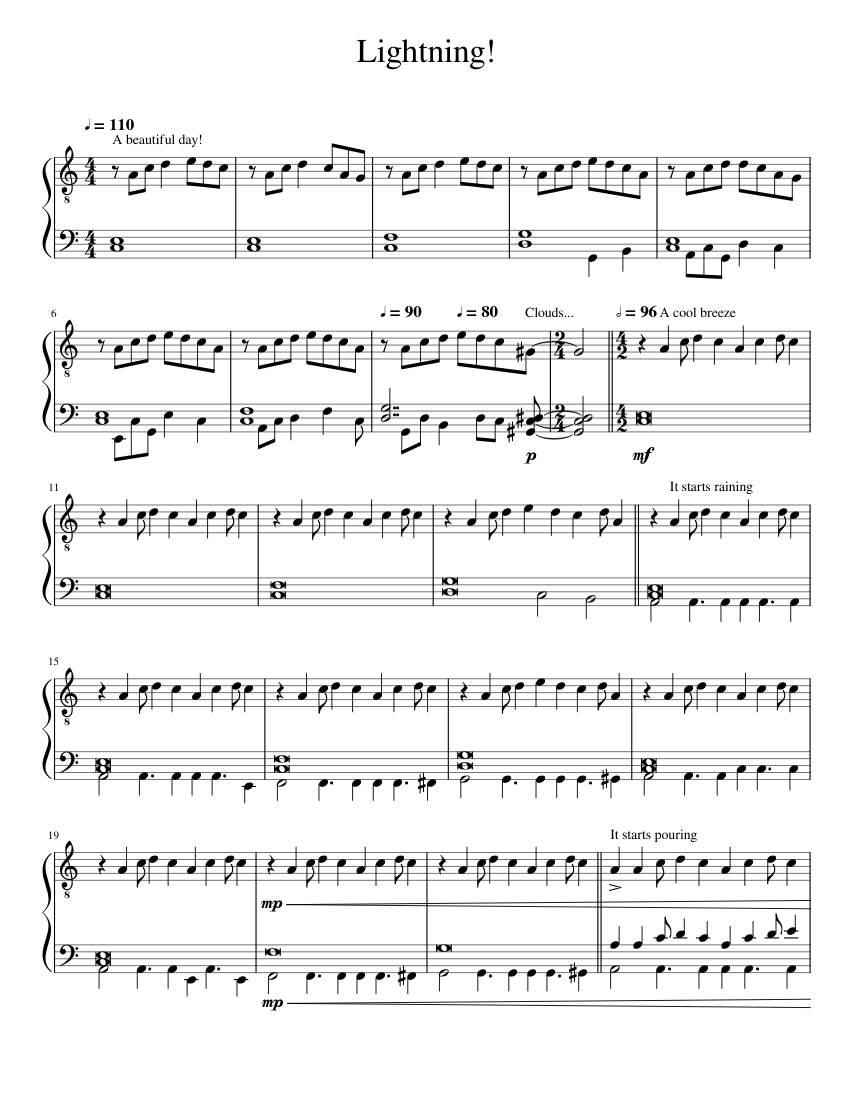 Lightning! (piano solo) Sheet music for Piano (Solo) | Musescore.com