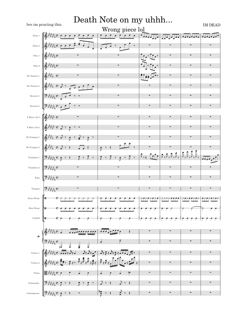 Death Note on my uhhh... Sheet Music for Piano, Trombone, Tuba, Flute ...