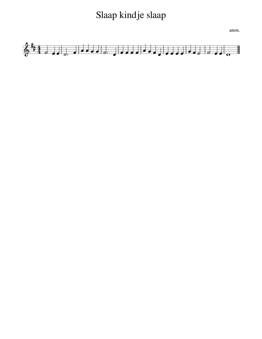 Slaap kindje slaap Sheet Music for Piano (Solo) Easy | MuseScore.com