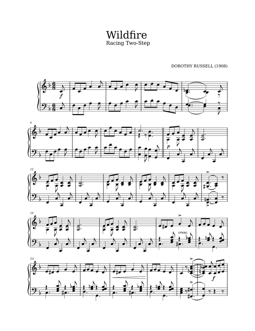 Wildfire by Dorothy Russell (1908) Sheet music for Piano (Solo ...