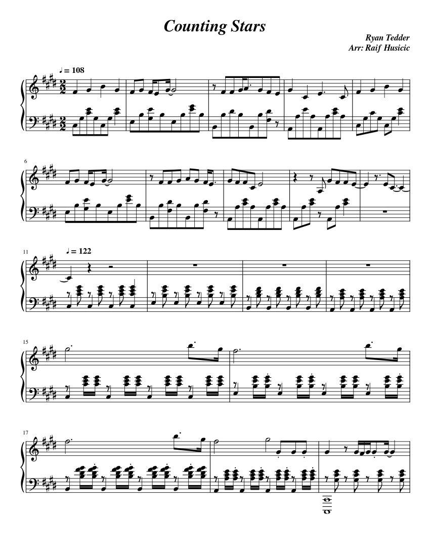 Counting Stars Sheet music for Piano (Solo) | Musescore.com