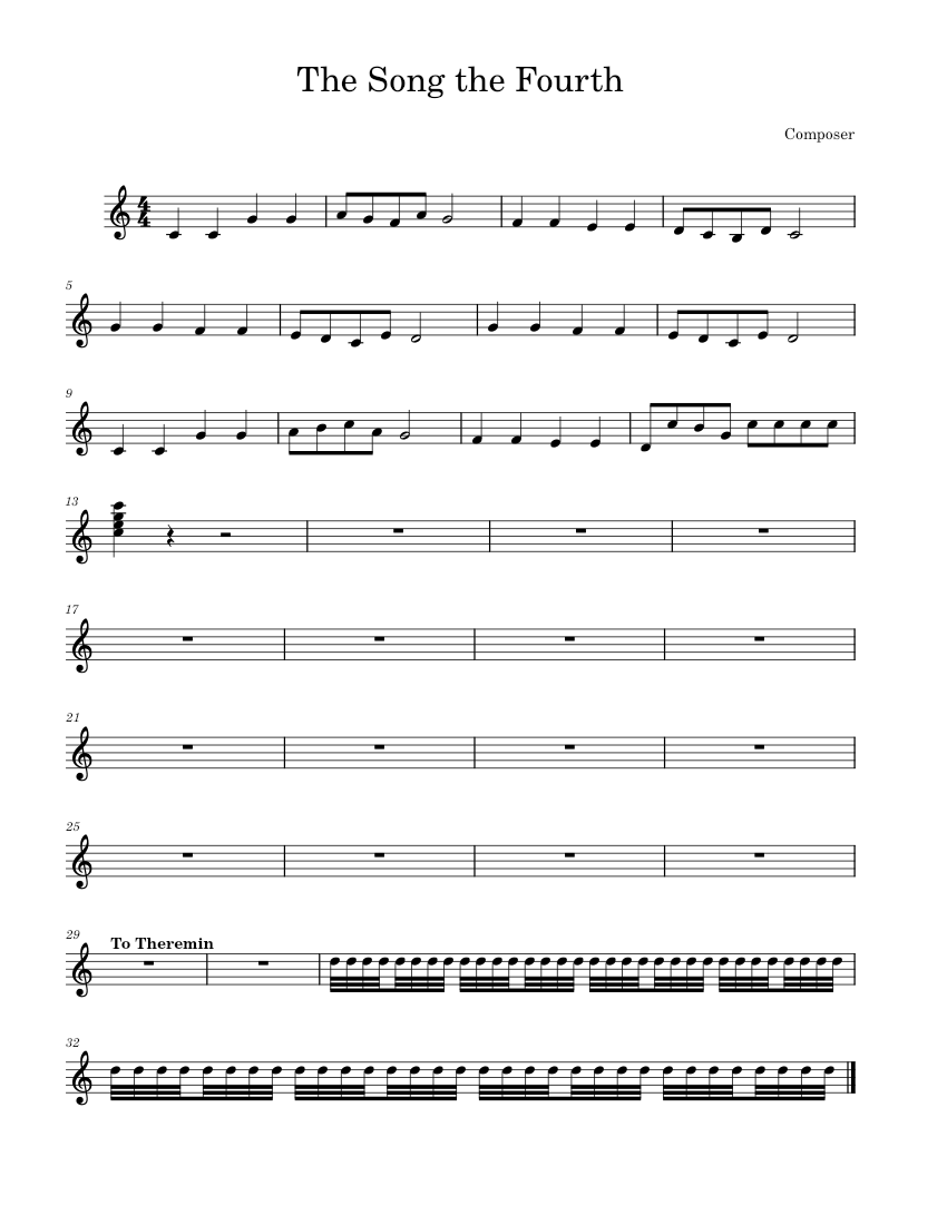 The Song the Fourth Sheet music for Piano (Solo) | Musescore.com