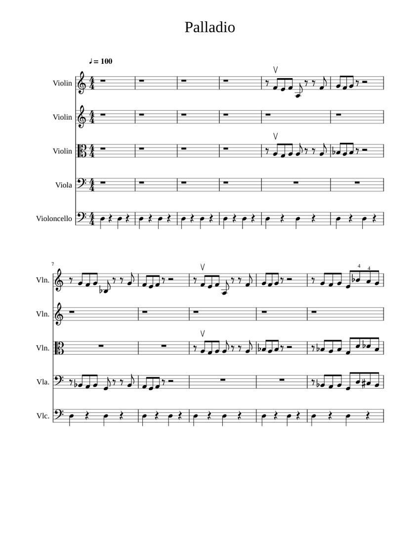 Palladio Sheet Music for Violin, Viola (Mixed Quartet) | MuseScore.com