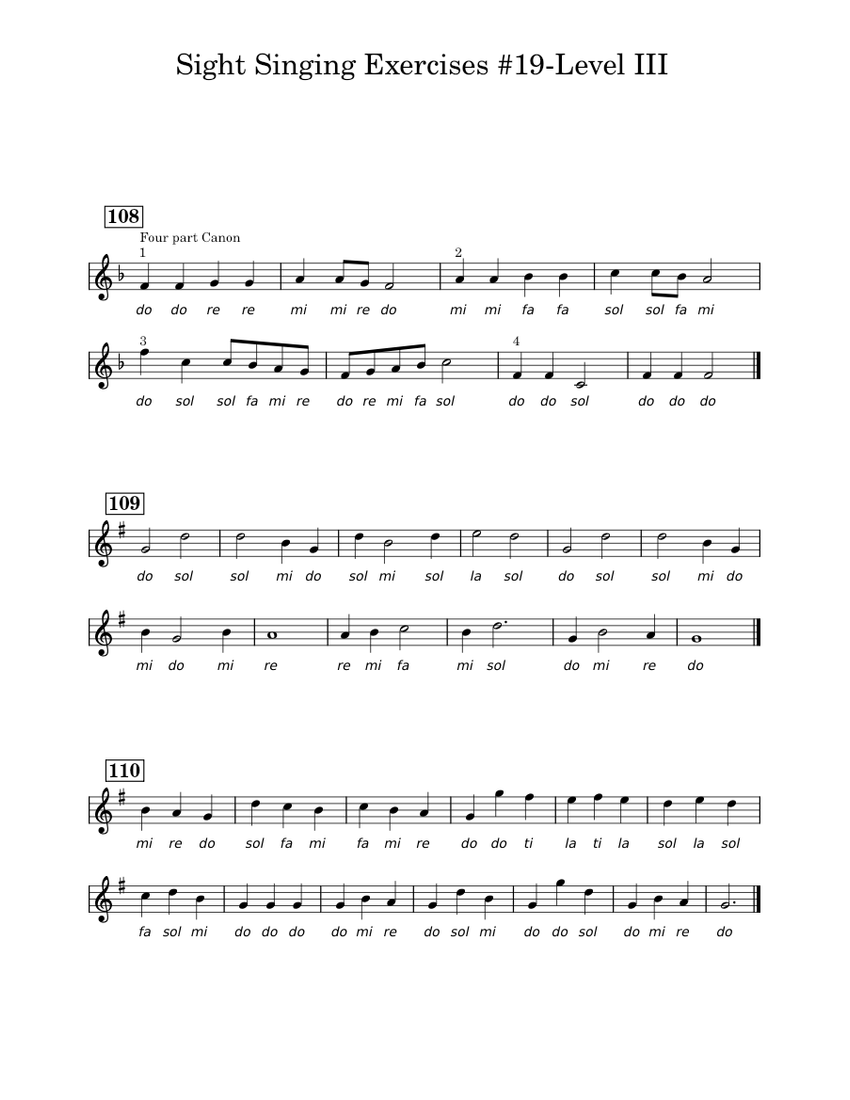 Sight Singing Exercises #19-Level III - piano tutorial