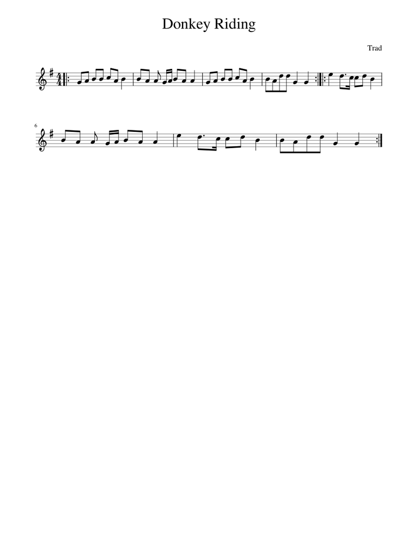 Traditional music - Donkey Riding Sheet music for Piano (Solo) Easy ...