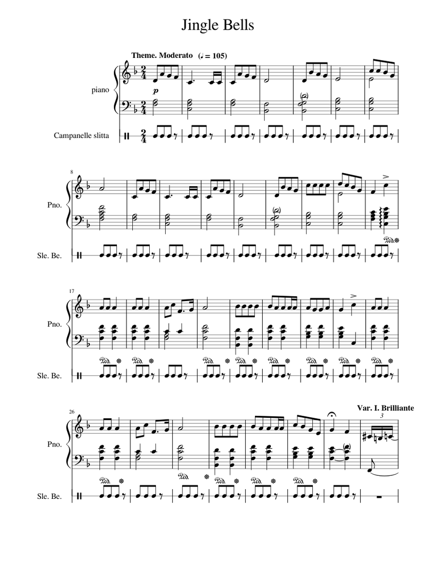 Jingle Bells in varie versioni Sheet music for Piano, Percussion bells ...