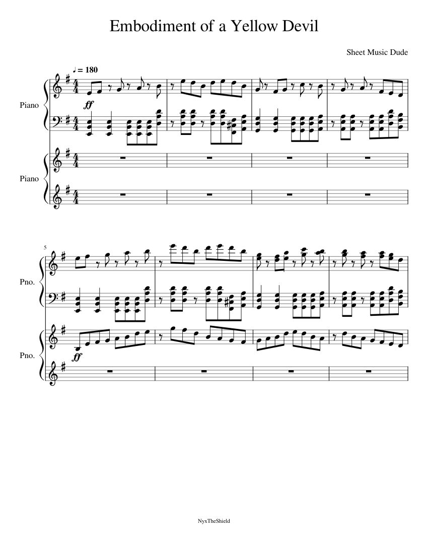 Embodiment of a Yellow Devil Sheet music for Piano (Solo) | Musescore.com