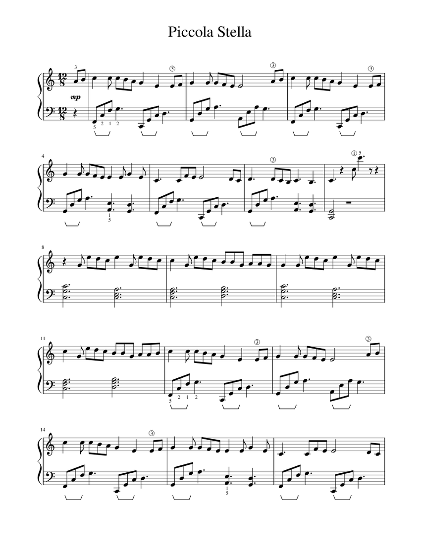 Piccola stella Sheet Music for Piano (Solo) easy | MuseScore.com