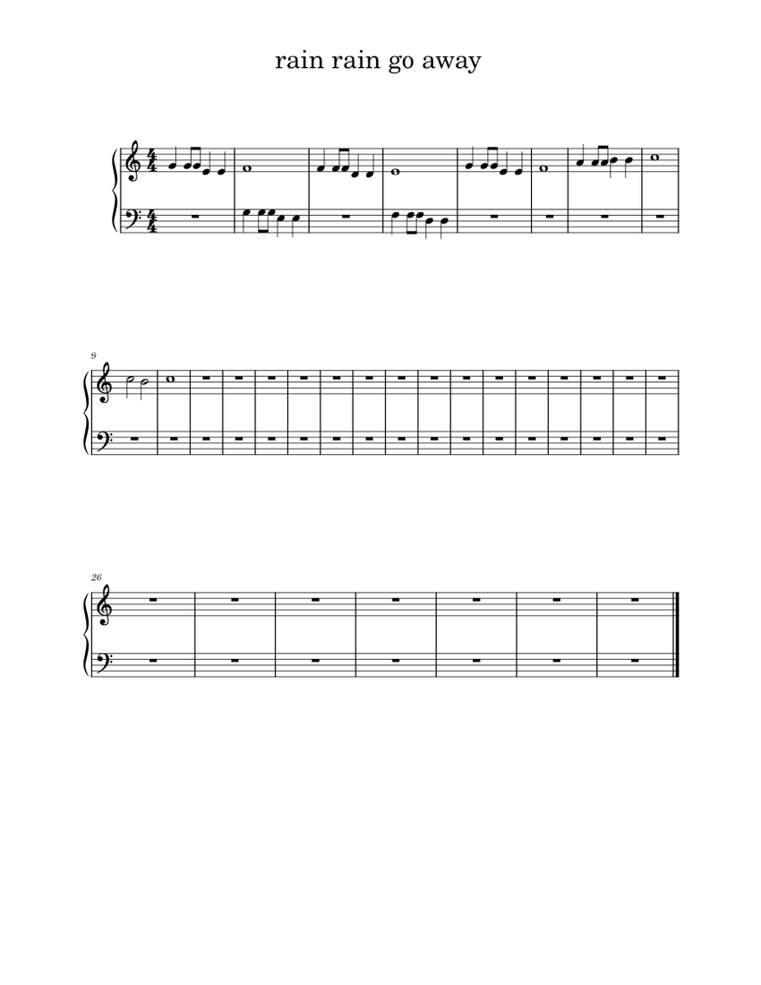Rain, Rain, Go Away – Misc Traditional rain rain go away Sheet music ...