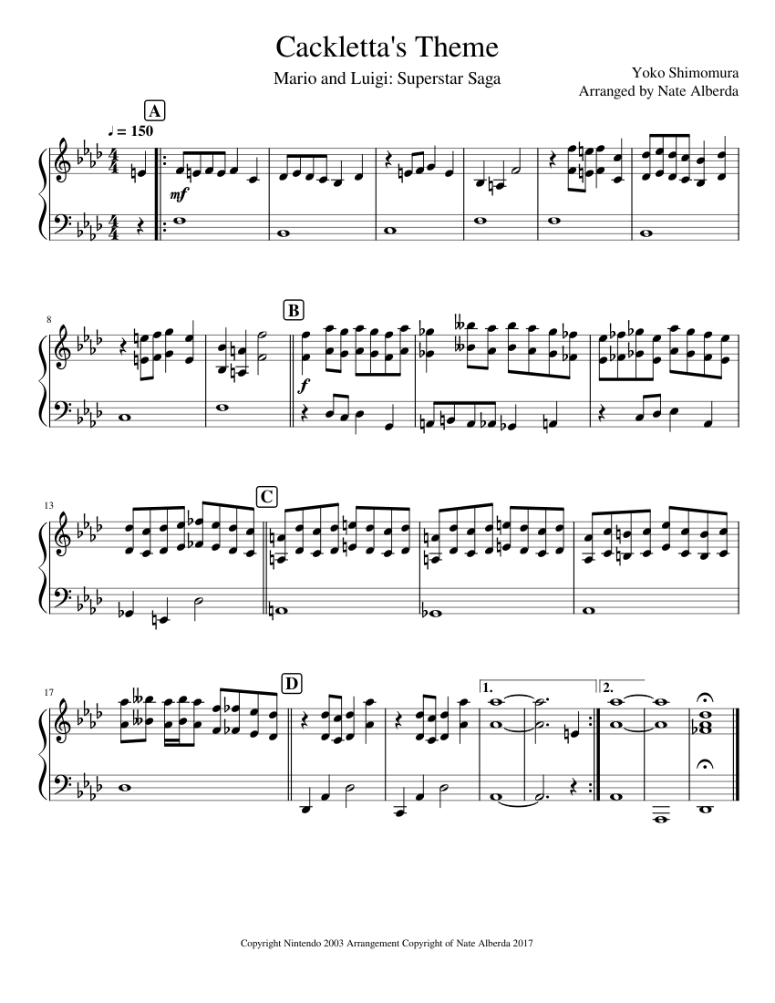 Cackletta's Theme Sheet Music for Piano (Solo) easy | MuseScore.com
