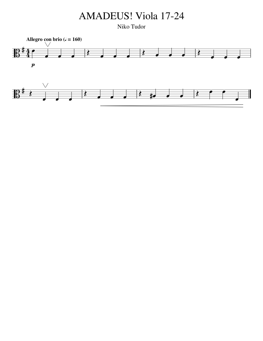AMADEUS! Viola measures 17-24 Sheet music for Viola (Solo) | Musescore.com