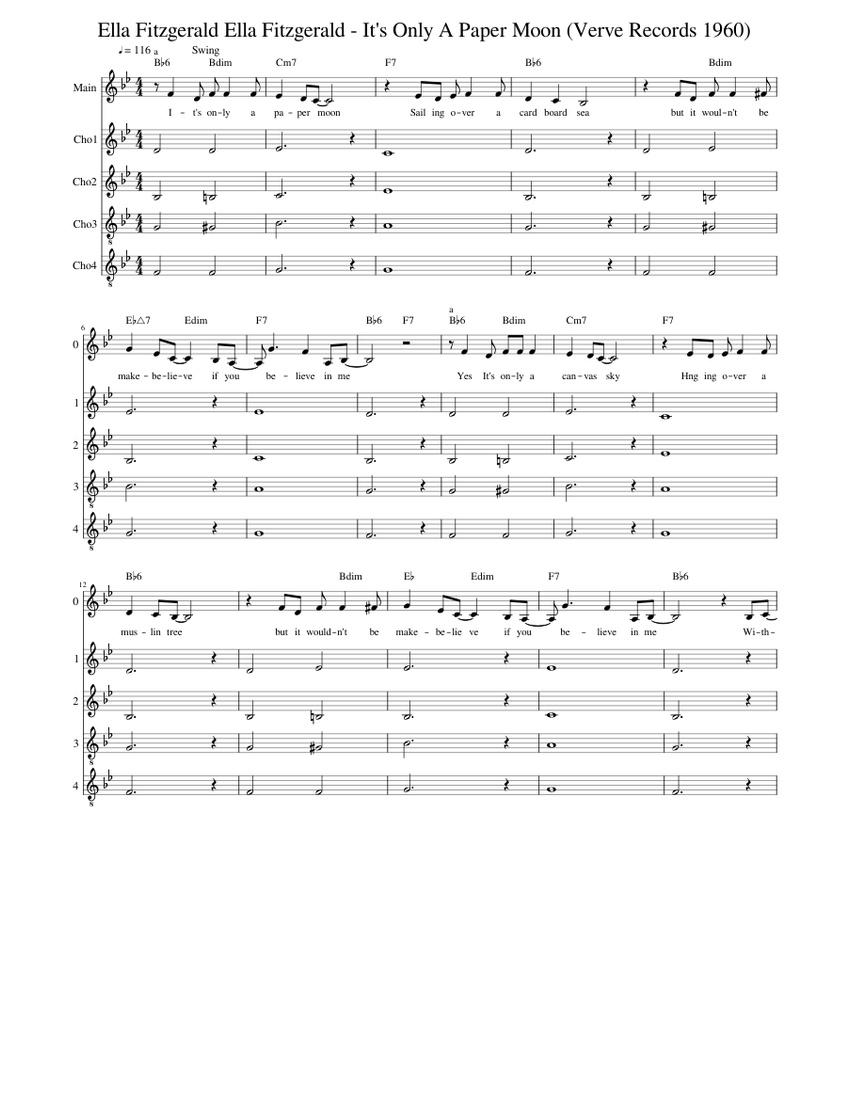 It s only a paper moon Sheet Music with Chords for Piano, Oboe (A ...