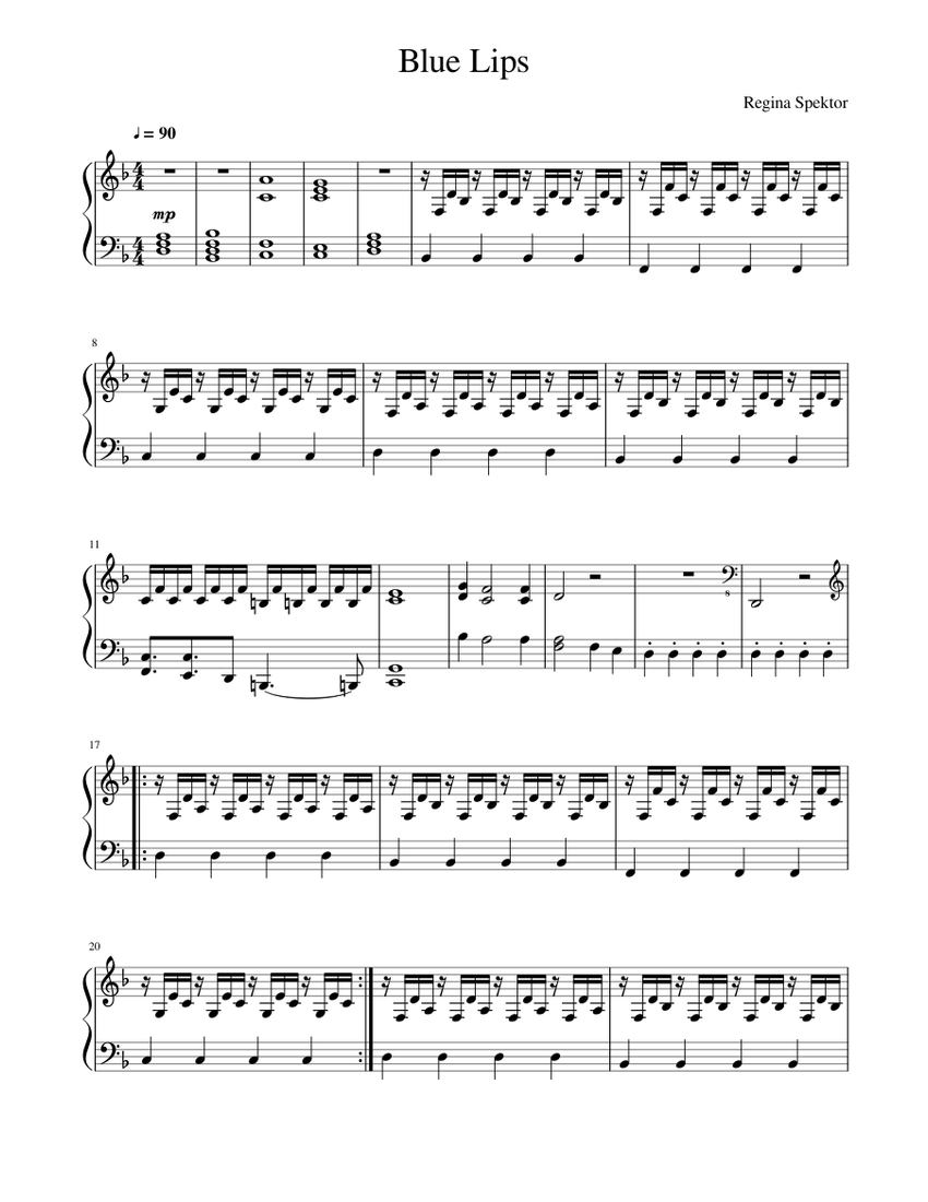 Blue Lips Sheet Music for Piano (Solo) | MuseScore.com