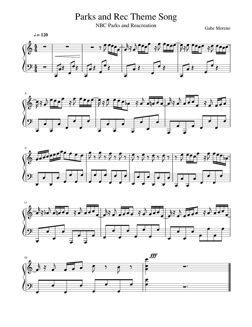 Parks and Rec Theme Song Sheet music for Piano (Solo) | Musescore.com