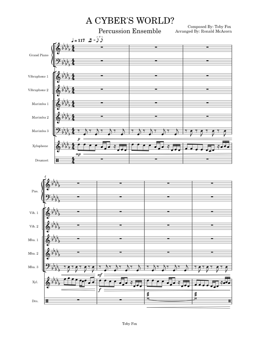 A CYBER'S WORLD? Sheet Music for Piano, Vibraphone, Drum group, Marimba & more instruments ...