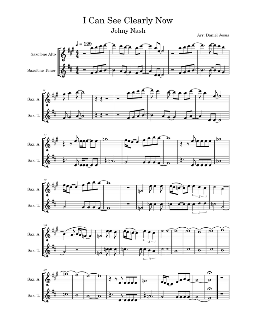 I can see clearly now – Johnny Nash I Can See Clearly Now Sheet Music ...