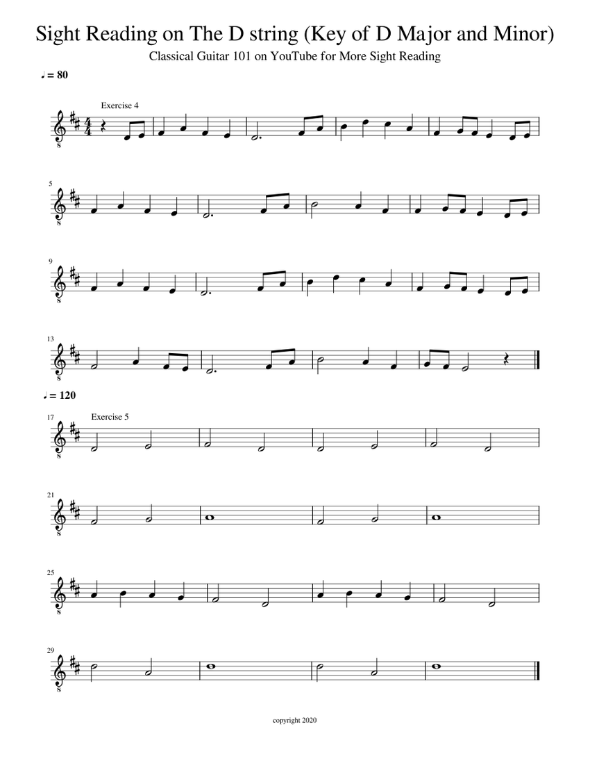 Sight_Reading_on_The_D_string_(Key_of_D_Major_and_Minor) Sheet music ...