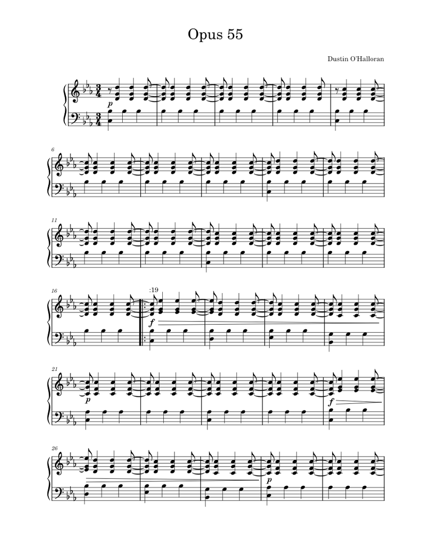 Opus 55 – Dustin O'Halloran Sheet music for Piano (Solo) | Musescore.com