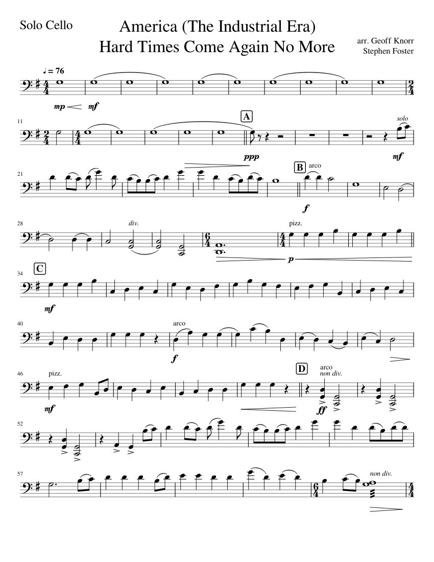 America - Solo Cello Sheet music for Cello (Solo) | Musescore.com